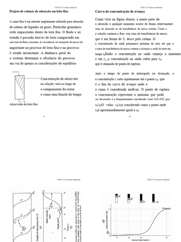 Projeto de Colunas de Adsorção em Leito Fixo | PDF | Adsorção | Massa