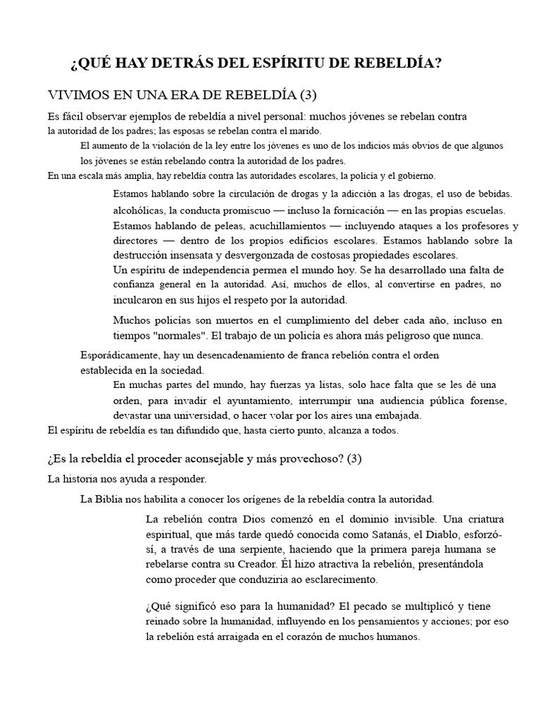 Orígenes y Consecuencias de la Rebeldía | PDF | Satán | Amor