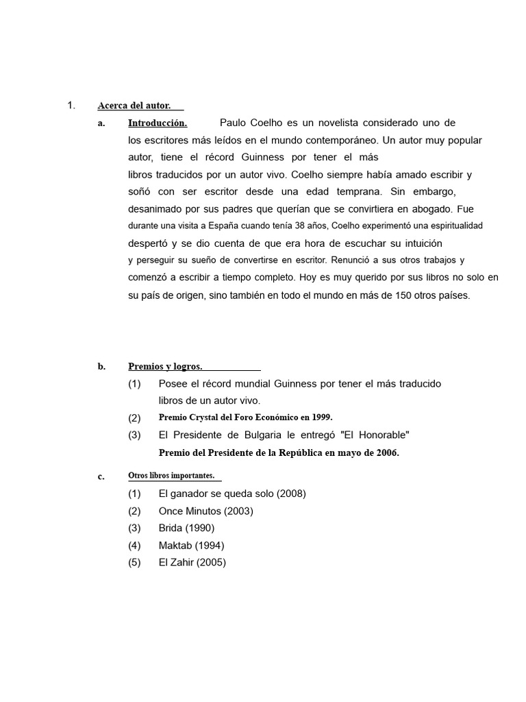 Reseña Del Libro - Resumen de El Alquimista | PDF