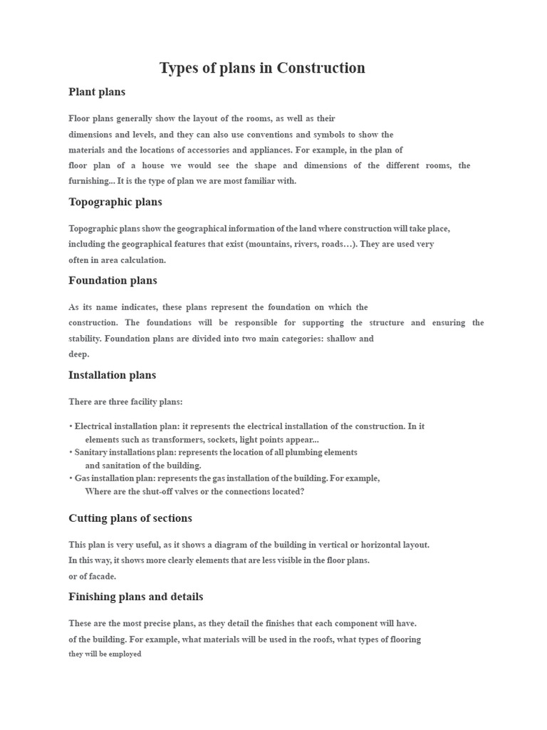 Types of Construction Plans Explained | PDF | Foundation (Engineering ...