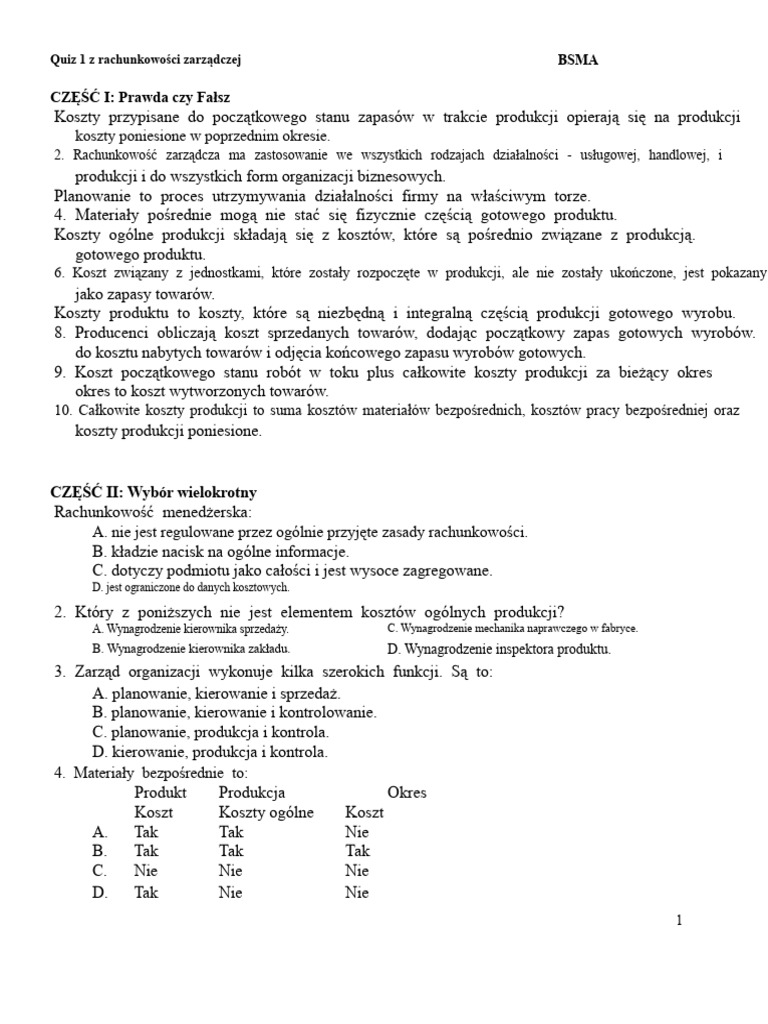 MANACC Quiz 1 PDF | PDF