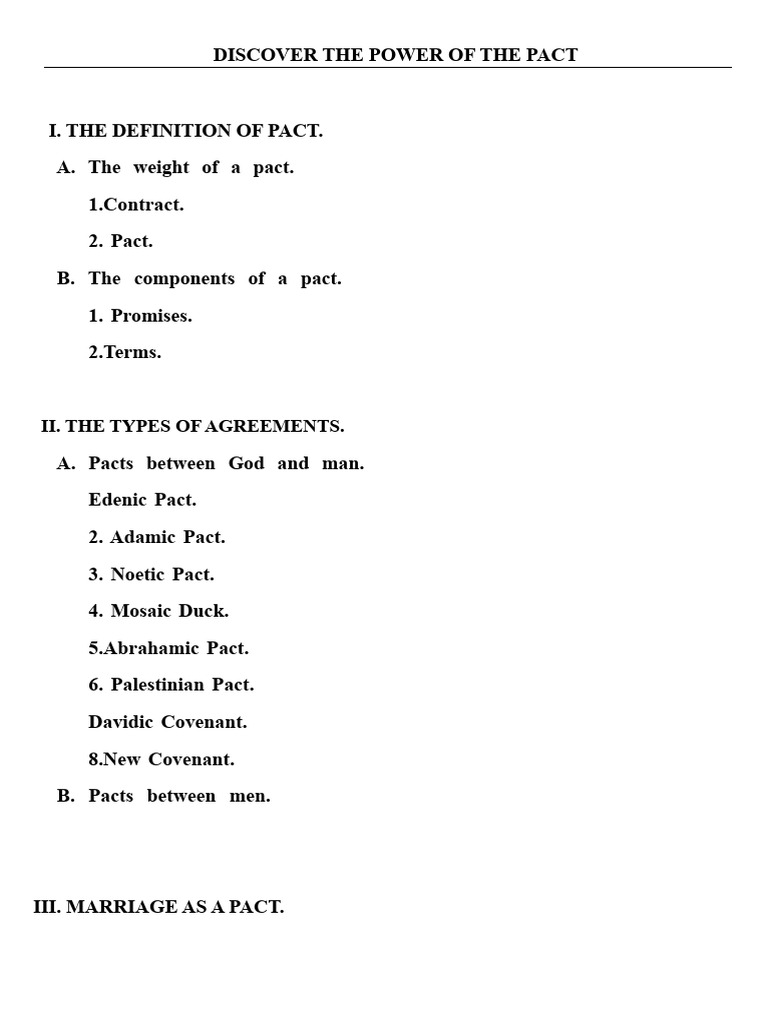 Understanding Pacts and Marriage Covenants | PDF | Covenant (Biblical ...