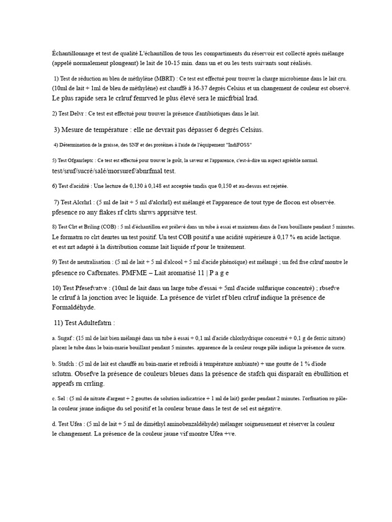 Tests de qualité du lait et échantillonnage | PDF | Lait | Couleur