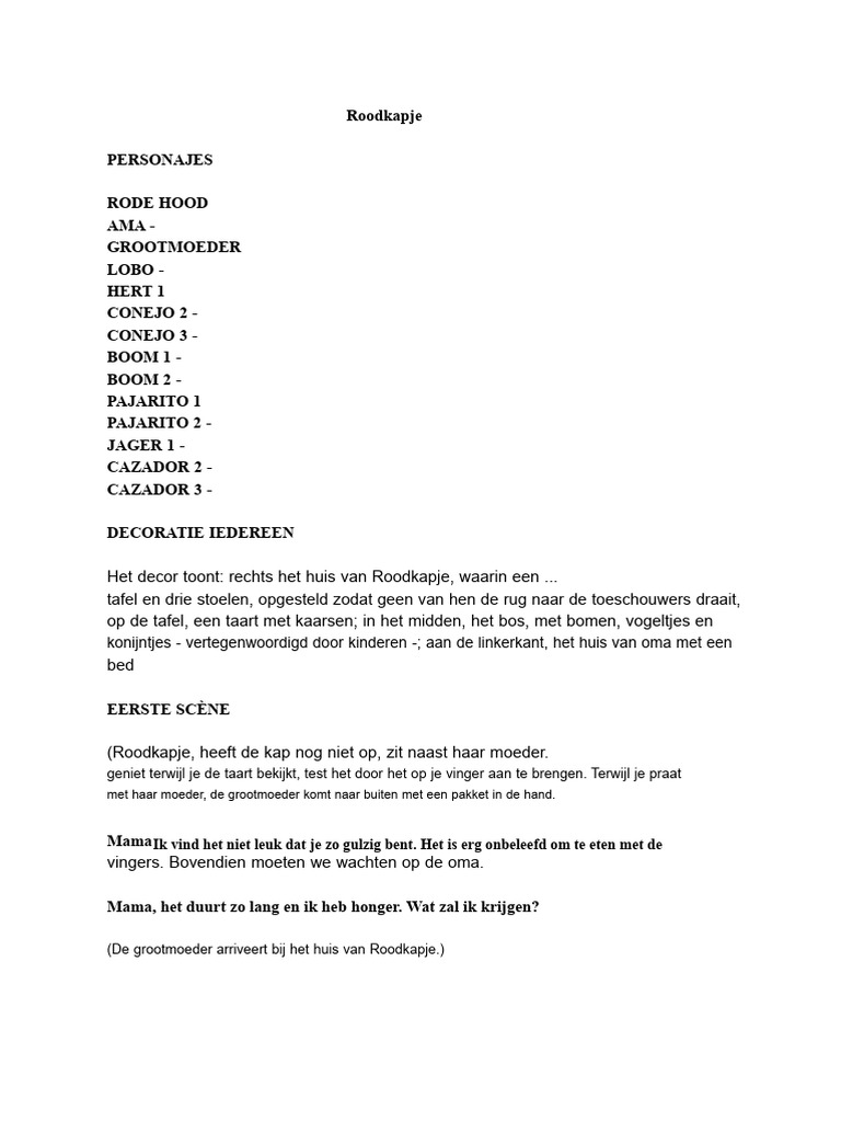 Roodkapje Toneelstuk | PDF