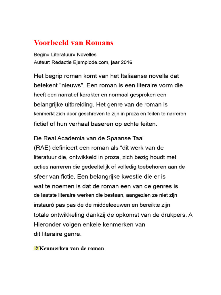 Voorbeeld Van Romans | PDF