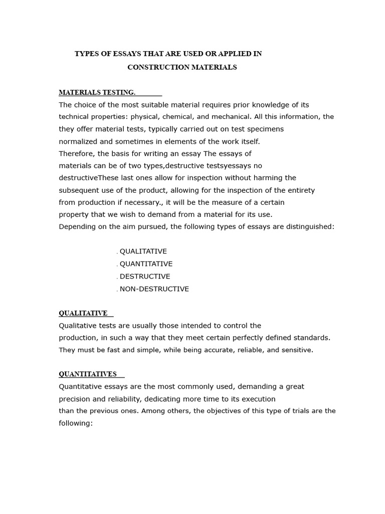 Types of Tests Used in Construction Materials | PDF | Stress (Mechanics ...