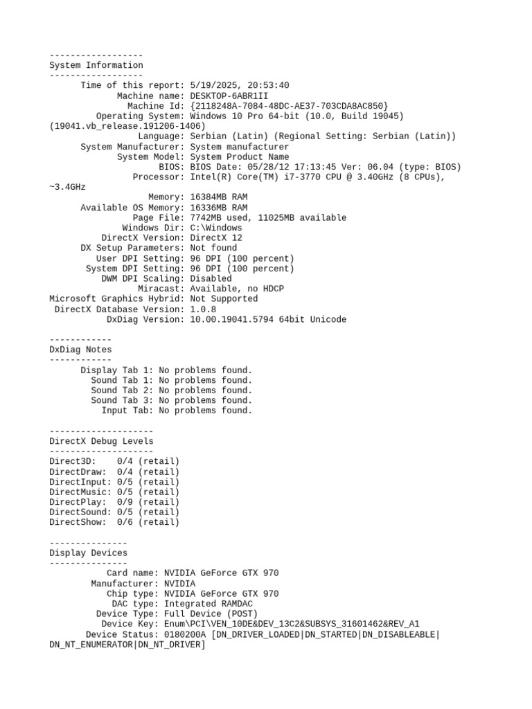 DxDiag | PDF | System Software | Computing