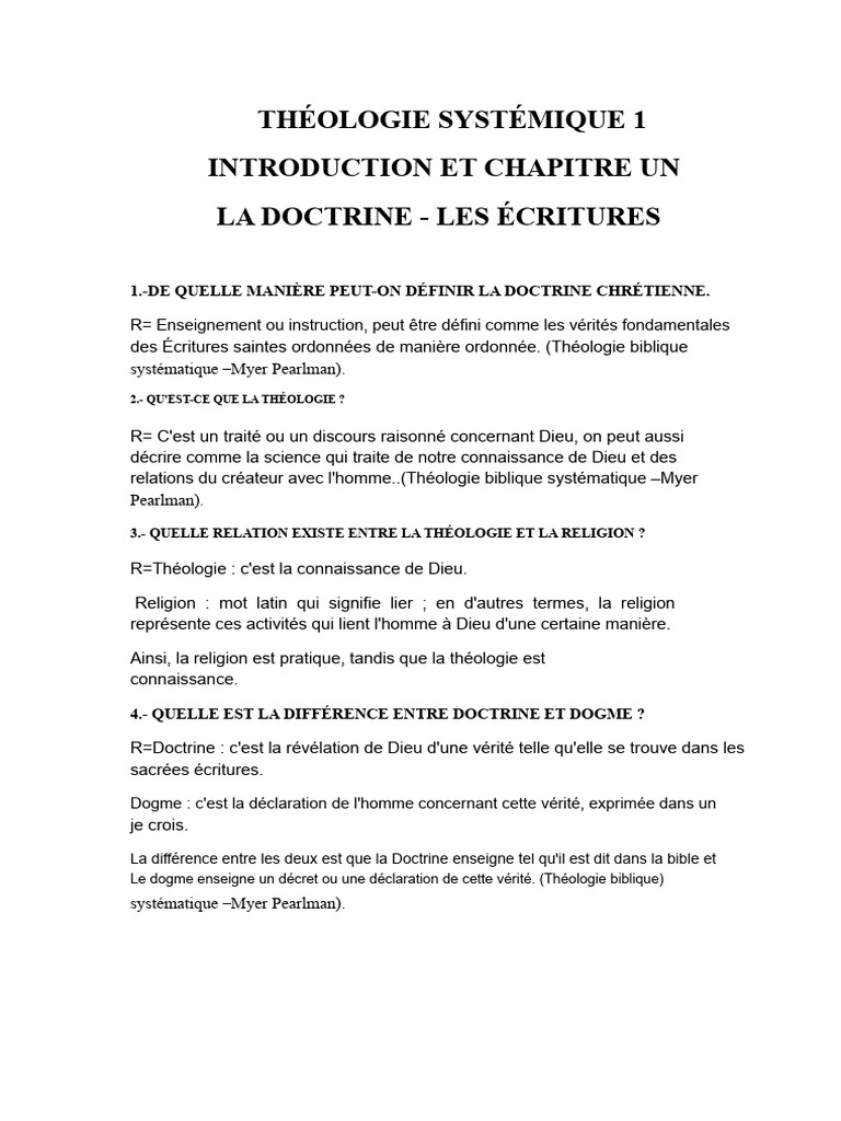 Introduction à la Théologie Systématique | PDF | Théologie | Dieu