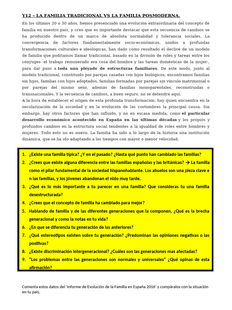 Y12 - La Familia Tradicional Vs La Familia Posmoderna.: Toda Una ...