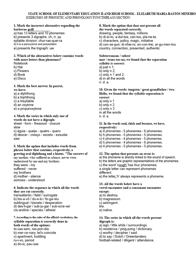 Exercises - Phonetics and Phonology | PDF | Consonant | Phoneme