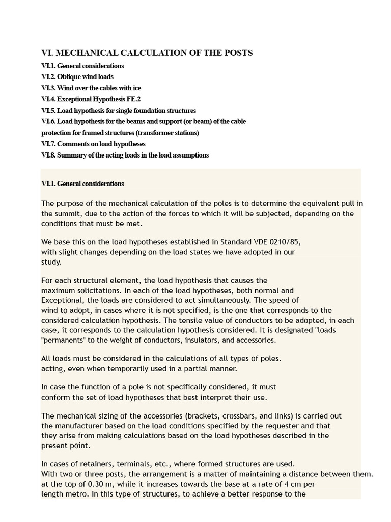 Mechanical Load Calculations for Poles | PDF | Structural Load | Hypothesis