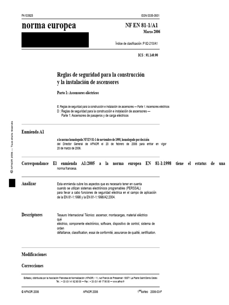 Norma Europea: NF EN 81-1/A1 | PDF | Programa de computadora | Programación
