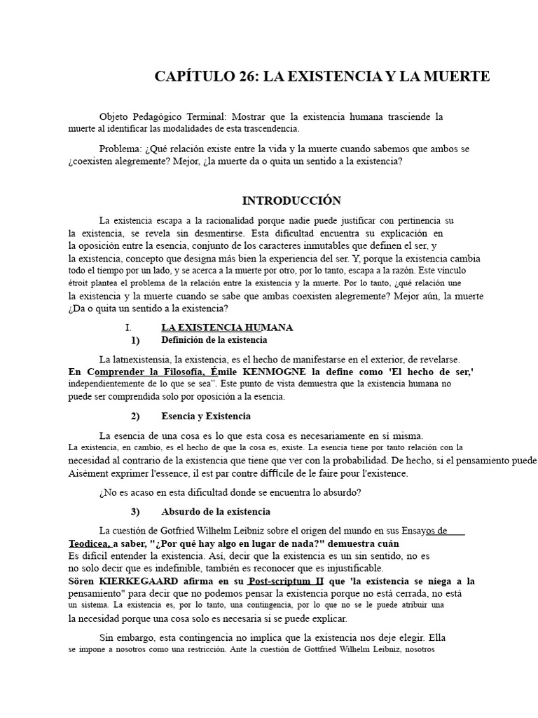 Existencia y muerte: un análisis filosófico | PDF | Existencia ...