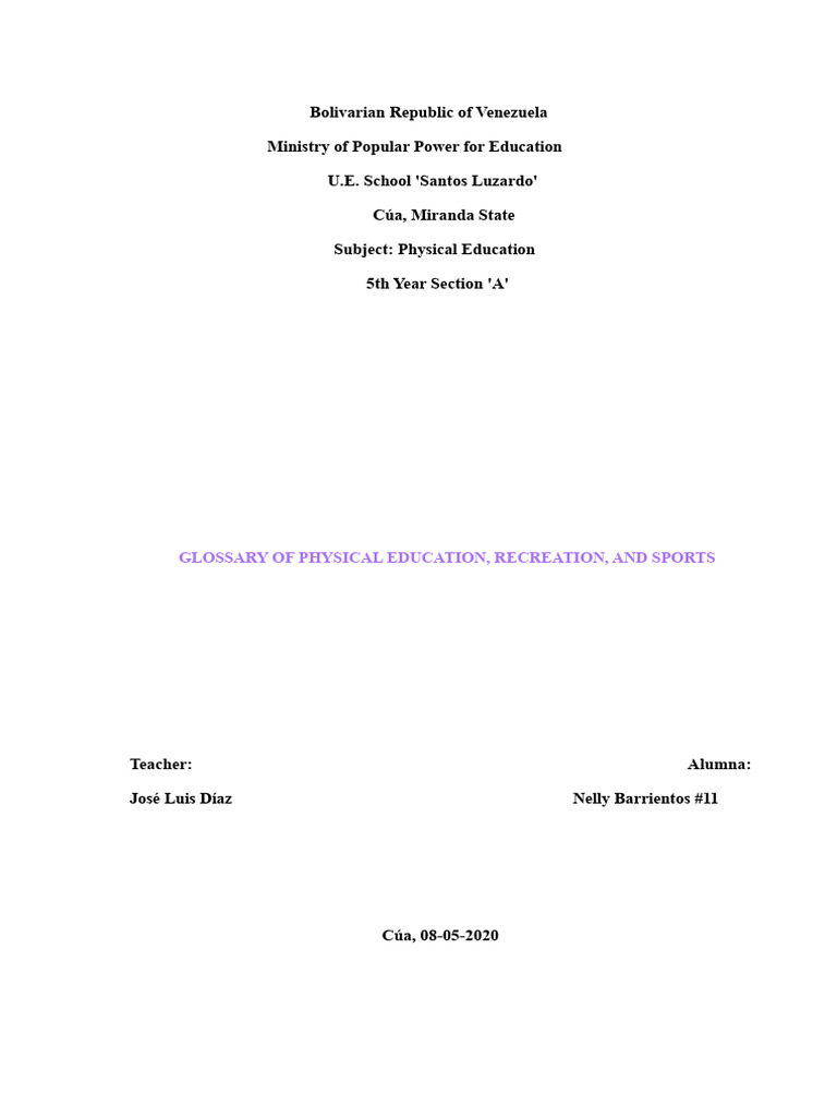 Glossary of Physical Education | PDF | Body Mass Index | Aerobic Exercise