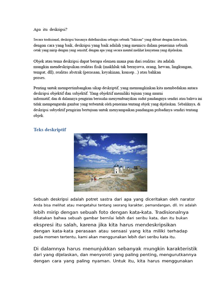 contoh teks deskriptif | PDF