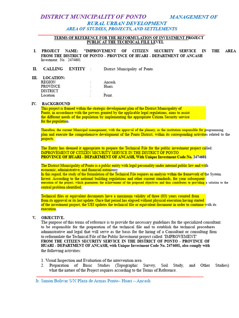 Tdr-Expediture-Citizen Security | PDF | Decree | Specification ...