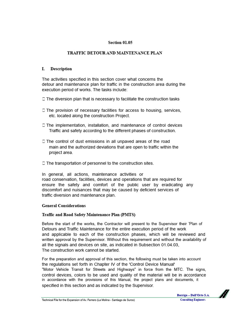 01.05 Traffic Diversion and Maintenance Plan | PDF | Road | Traffic