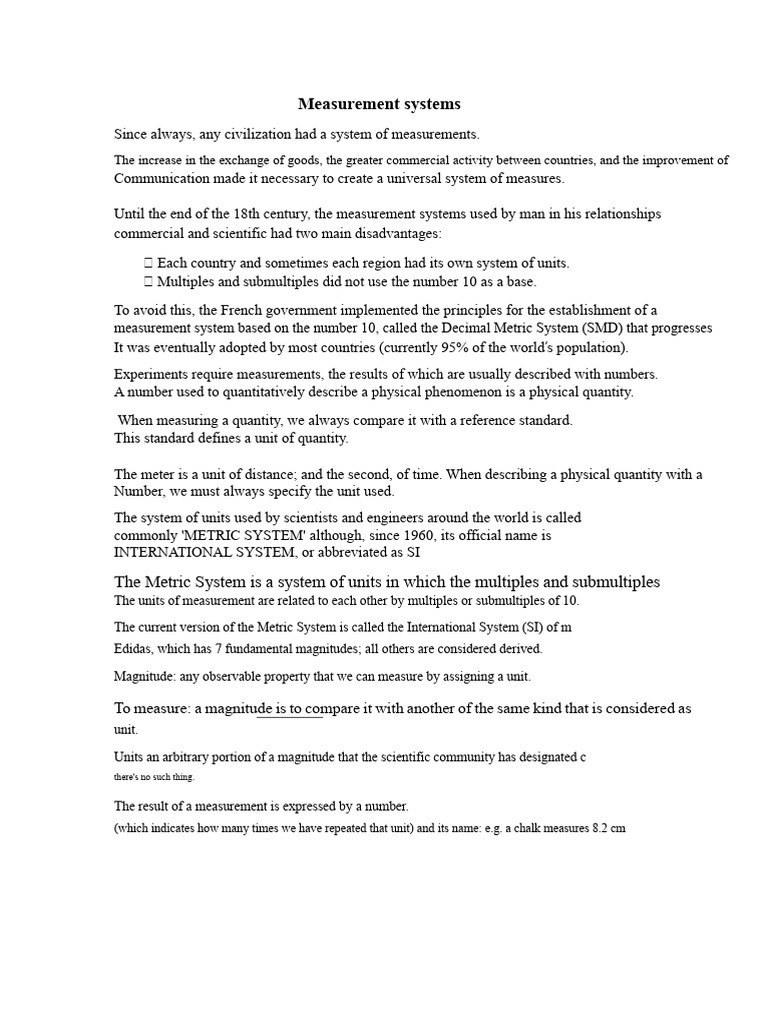 Understanding Measurement Systems and SI | PDF | International System ...