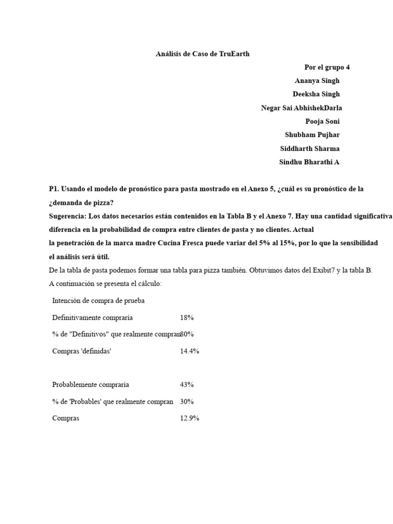 Pronóstico de Demanda para TruEarth Pizza | PDF | Producto (Negocio ...