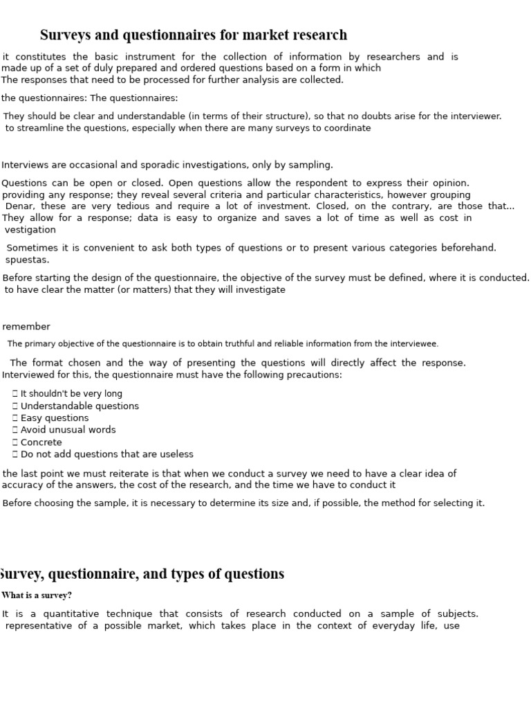 Surveys and Questionnaires For Market Research | PDF | Survey ...