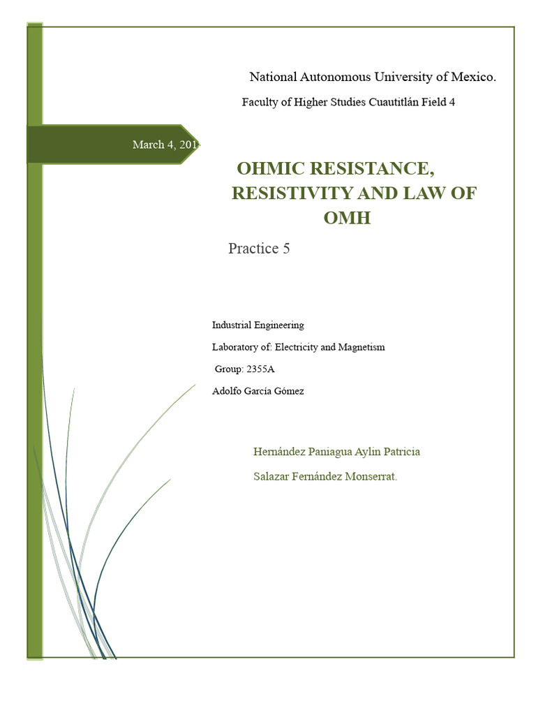 Practice 5 of the Electricity and Magnetism laboratory | PDF | Electric ...