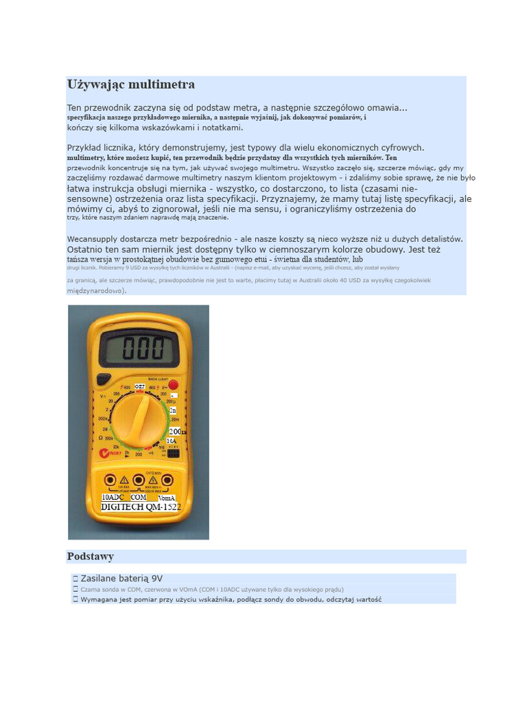 Multimetr Digitech | PDF