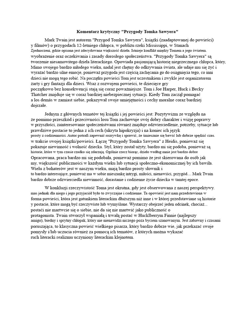 Krytyka Tomka Sawyera | PDF
