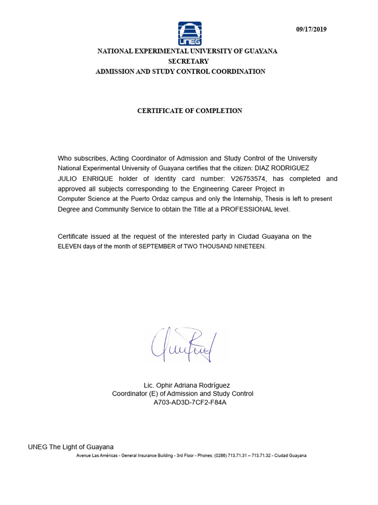 Certificate of Completion for Computer Science | PDF
