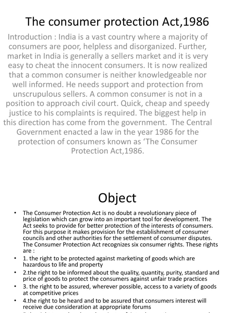 Overview of the Consumer Protection Act | PDF | Consumer Protection ...