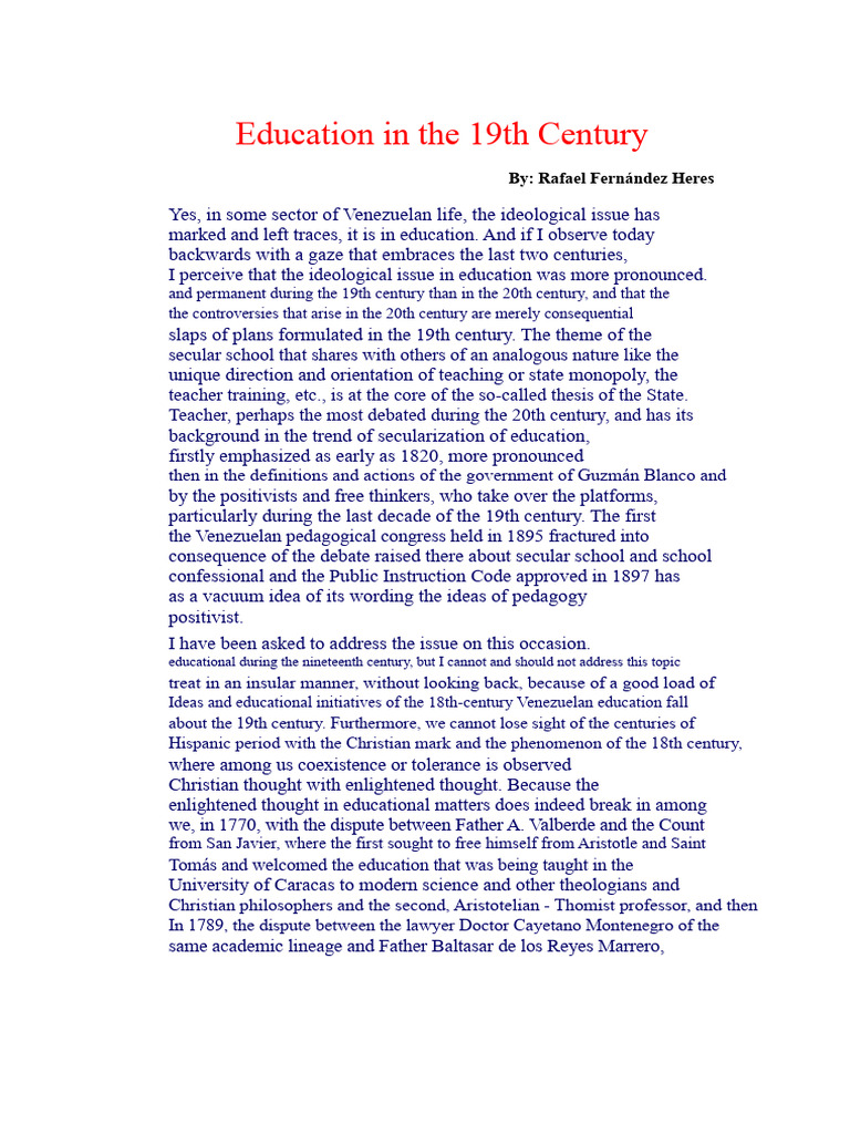 Education in The 19th Century | PDF | Positivism | Pedagogy