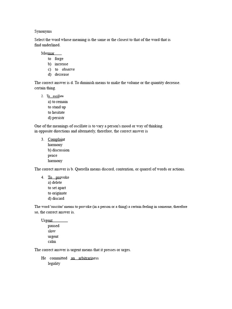 Synonyms and Antonyms Guide | PDF