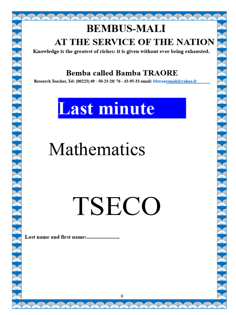 BAC Prep Maths TSECO 2023 | PDF | Interest | Asymptote