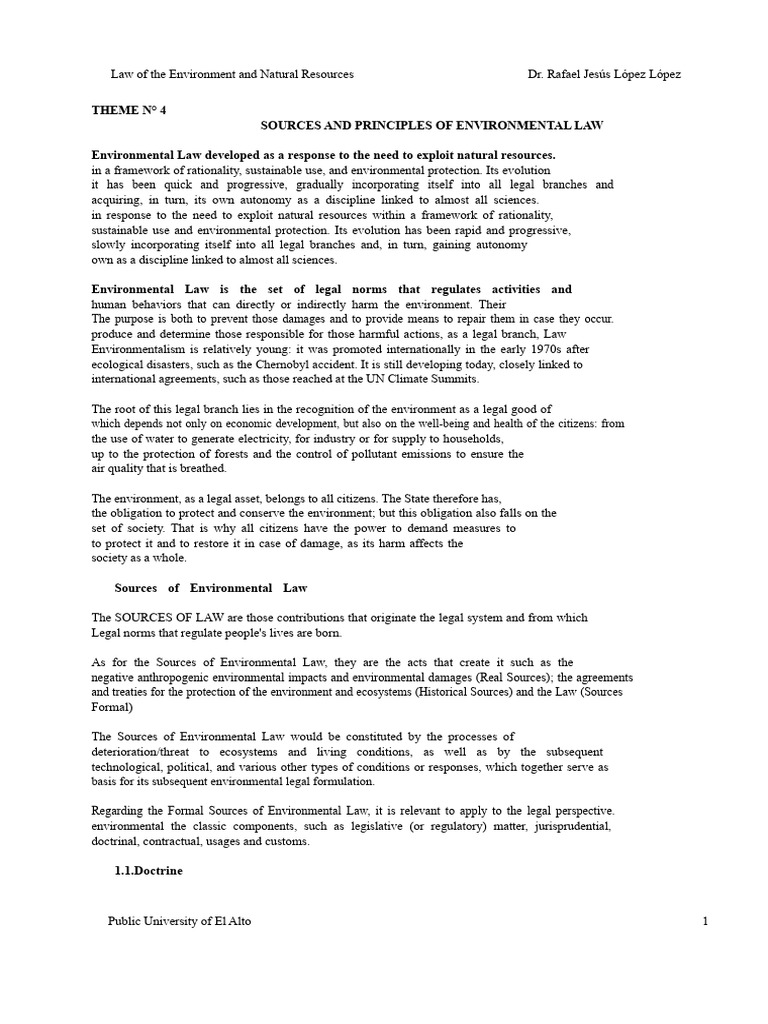 T-4 Sources and Principles of Environmental Law | PDF | Environmental ...