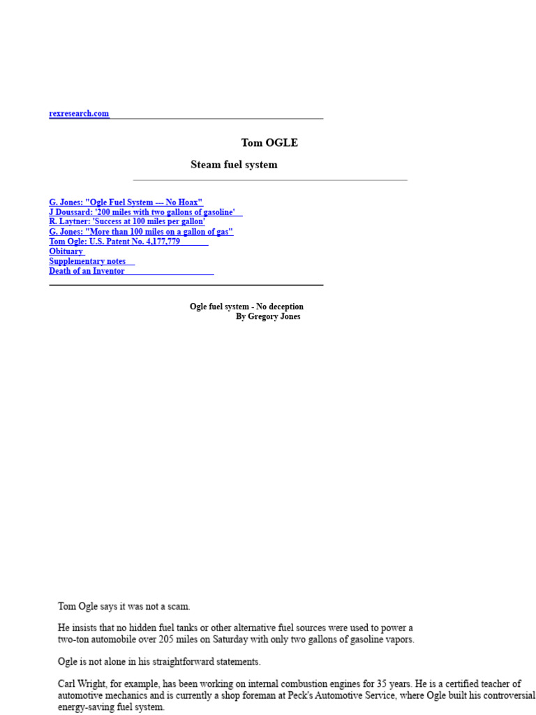 Tom Ogle's Revolutionary Fuel System | PDF | Throttle | Engines