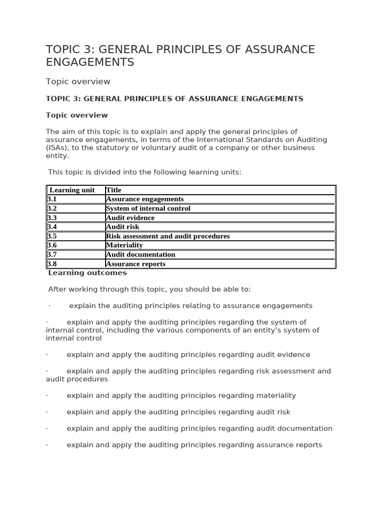 Assurance Engagements Principles Explained | PDF | Audit | Internal Control