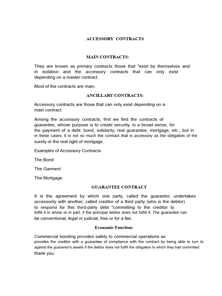 Main and Accessory Work Contracts | PDF | Guarantee | Surety