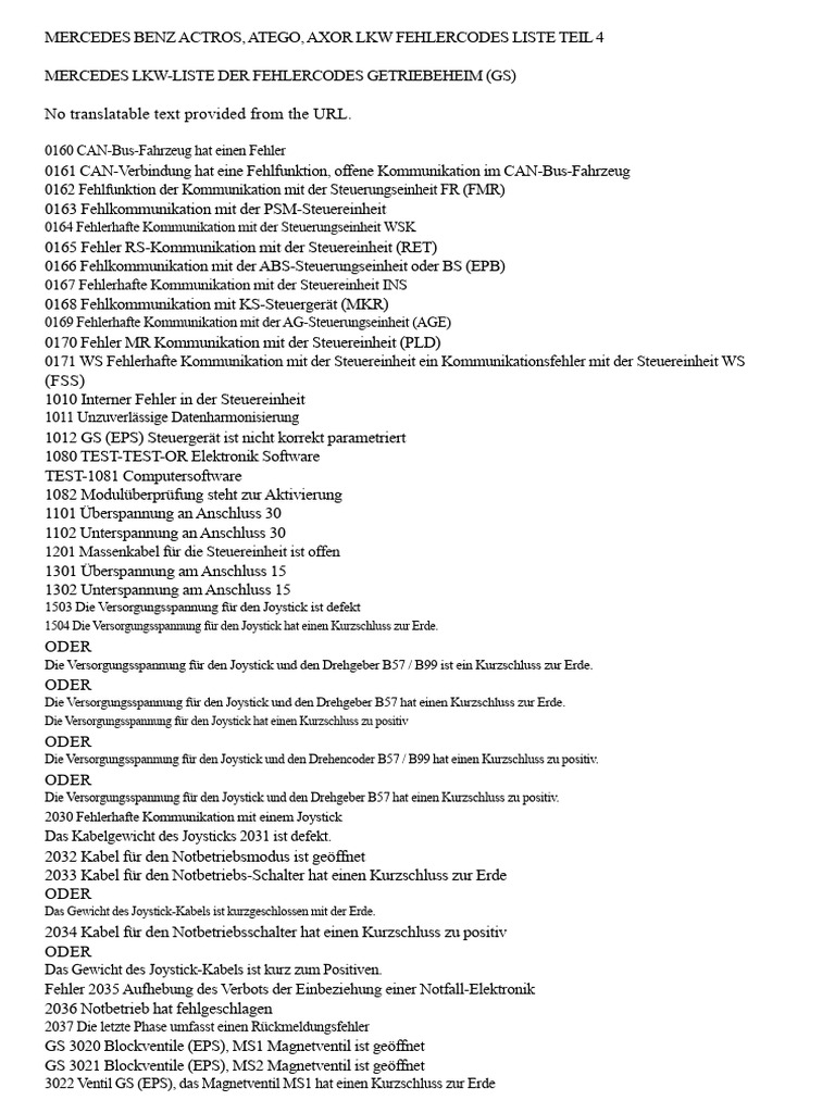 Mercedes Fehlercode Liste Pdf