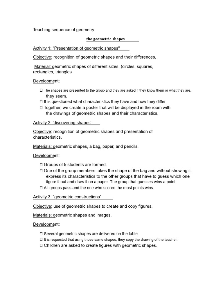 Didactic Sequence of Geometry | PDF | Shape | Geometry