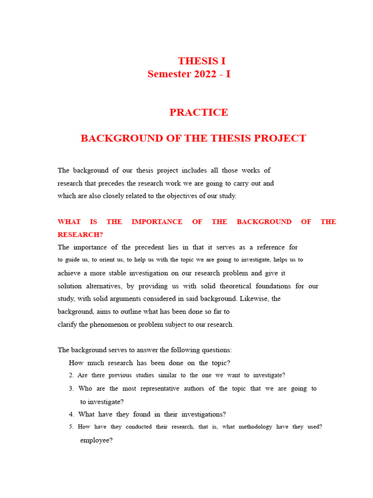 Components of The Background | PDF | Thesis | Methodology