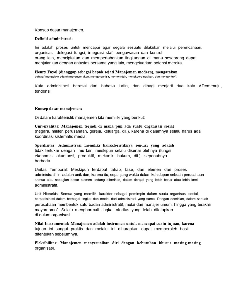 Konsep Dasar Manajemen | PDF