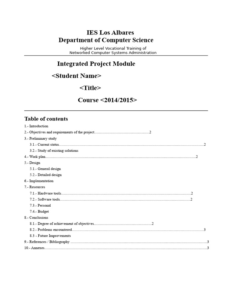 Template For Integrated Project of 2nd Upper Cycle. | PDF | Computing
