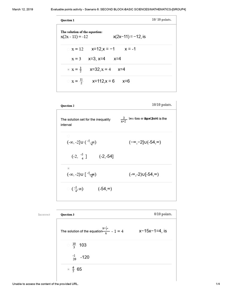 Evaluable Points Activity - Scenario 6 - Second Block-Basic Sciences ...