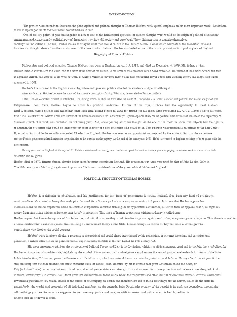 LEVIATHAN | PDF | Thomas Hobbes | Social Contract