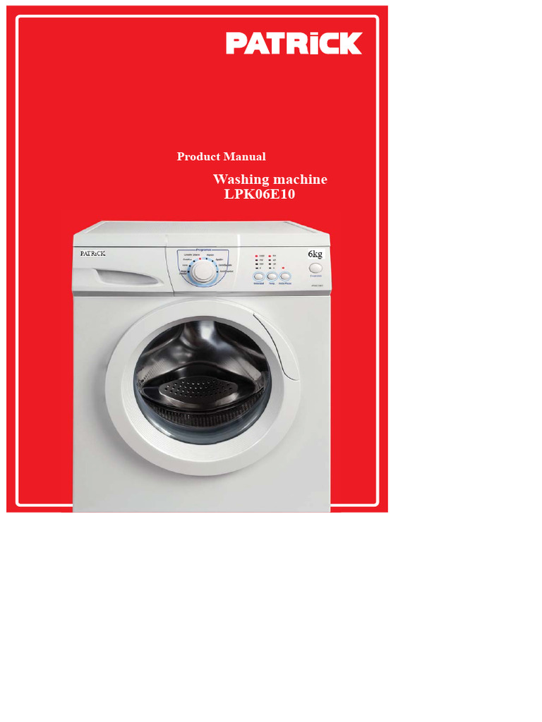 Washing Machine Patrick LPK06E10 | PDF | Washing Machine | Clothing