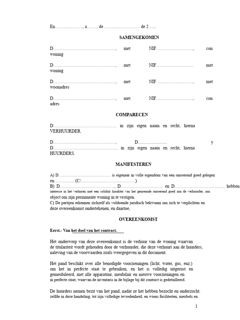 Huurovereenkomst Voor Gedeeld en Solidair Wonen | PDF