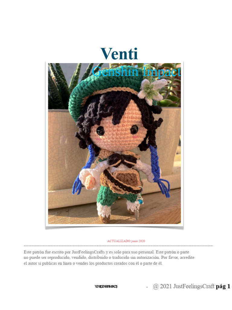 JustFeelingsCrafts Genshin Impact Venti Esp | PDF | Tejer