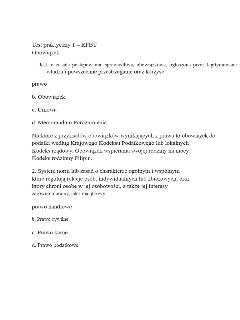 2023 Bank Testów RFBT | PDF