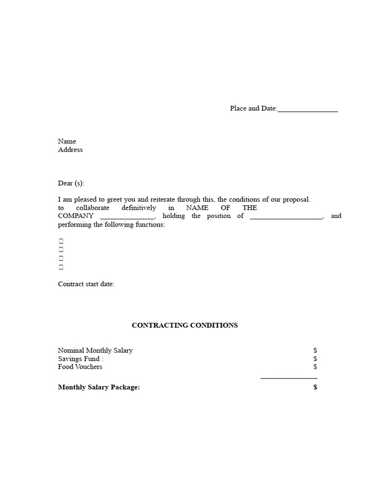 Salary Proposal Letter Format, Benefits | PDF