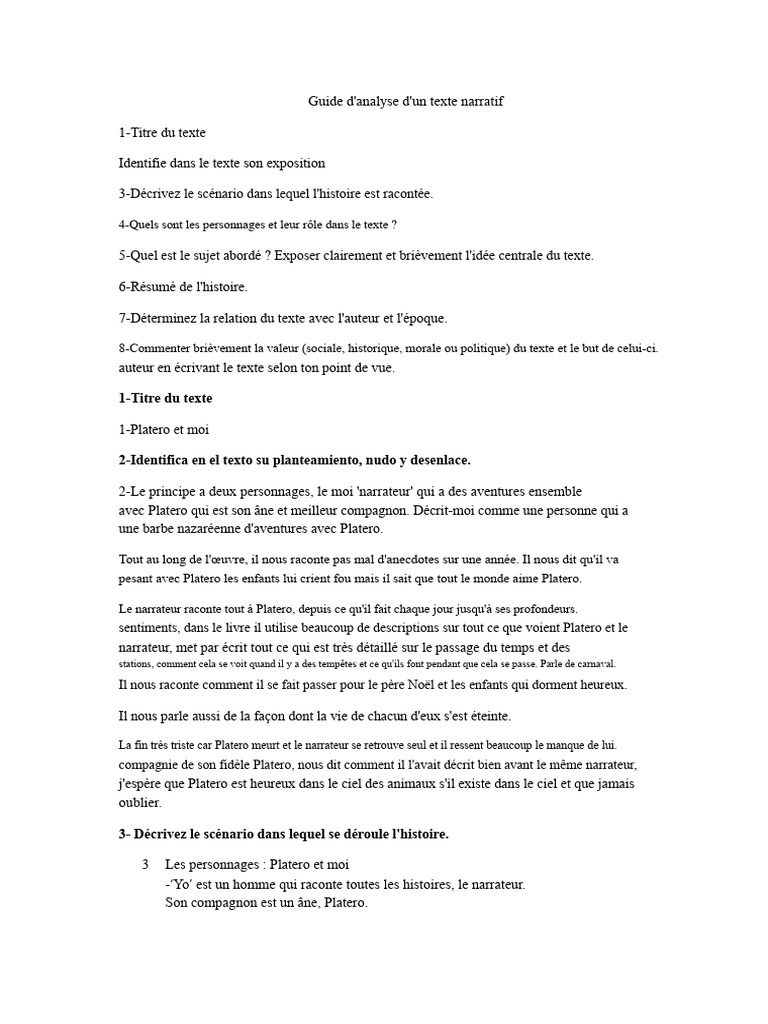 Guide D'analyse D'un Texte Narratif | PDF | Poésie