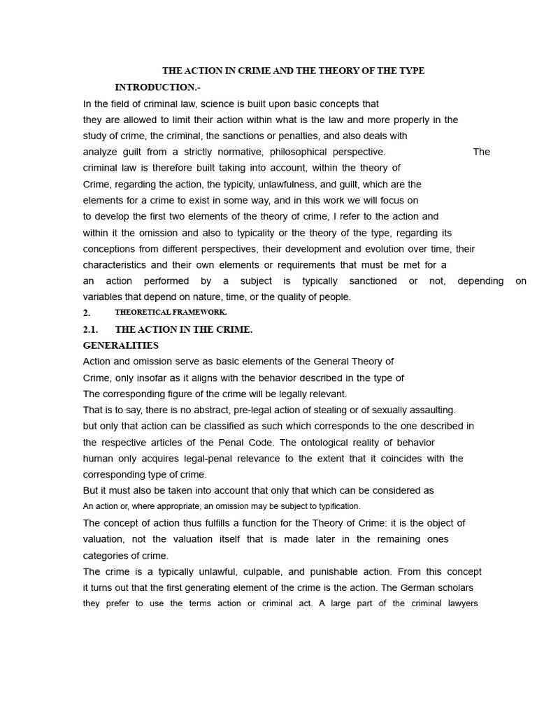 Action and Typicality in Bolivian Criminal Law | PDF | Crimes | Crime ...